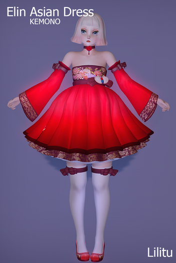 Second Life Marketplace - Elin Asian Dress Red - Lilitu Store