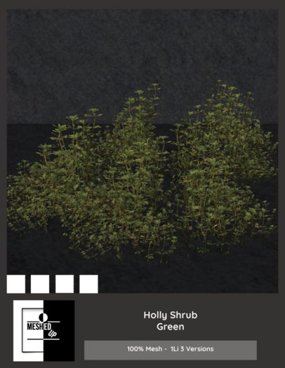 Second Life Marketplace - MeshedUp: Holly Shrub Pack - Green