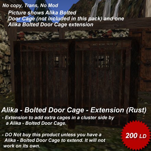Second Life Marketplace - Alika - Bolted Door Cage - Extension (Rust)