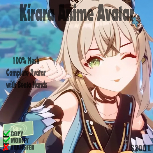 Second Life Marketplace - ★ SALE! ★ Kirara Anime Avatar (Genshin Impact ...