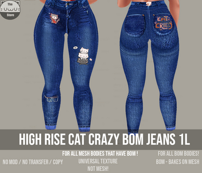 Second Life Marketplace - Cat Crazy BOM High Jeans