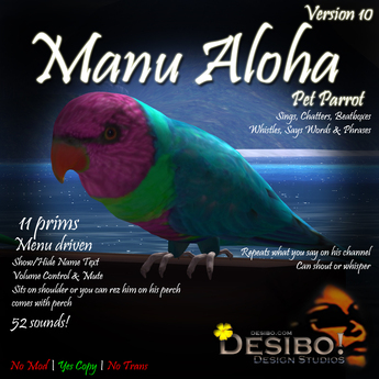 Second Life Marketplace - Animinimals Aqua Fantasy Lorikeet Parrot