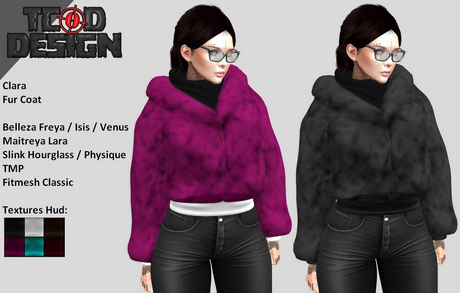 Second Life Marketplace - Fur Coat Women ~ Clara [Textures Hud]. DEMO
