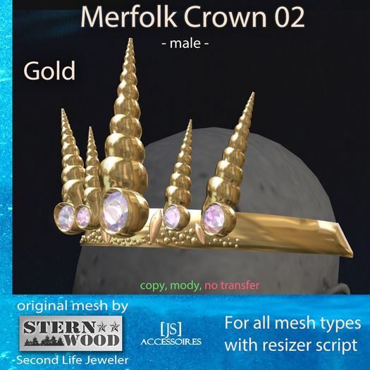 Second Life Marketplace - Merfolk Crown 02 - Male - gold