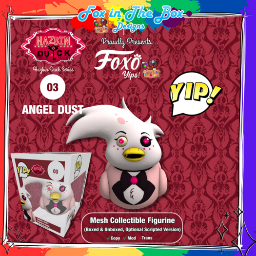 Second Life Marketplace - [FITB] Foxo Yips Hazbin Duck Series 03 Angel Dust