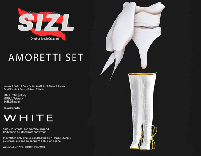 Second Life Marketplace - SIZL AMORETTI SET WHITE [UNPACK]