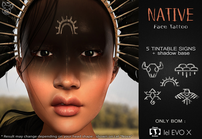 Second Life Marketplace - Mad' - Native FaceTattoo [BOM Tattoo]