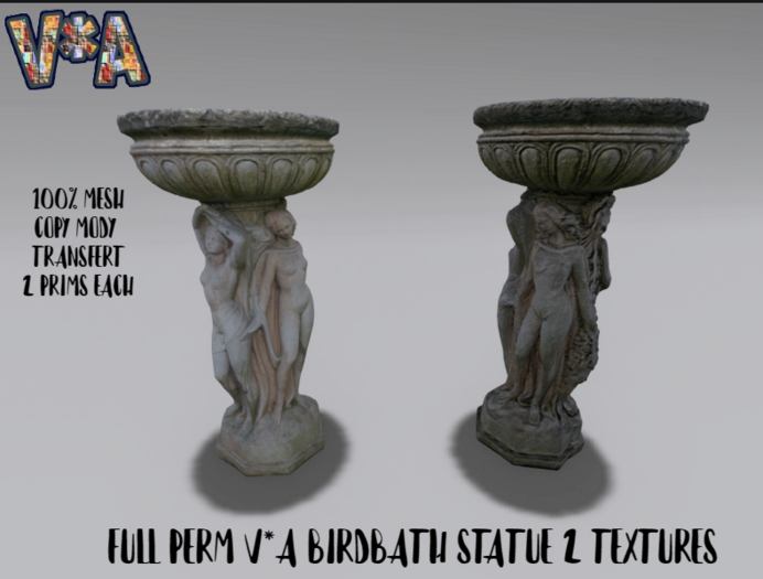 Second Life Marketplace - FULL PERM V*A BIRDBATH STATUE 2 TEXTURES