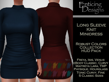 Second Life Marketplace - *ED HUD Pack Long Sleeve Knit Minidress ...