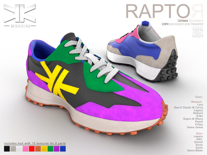 Second Life Marketplace - Raptor :: Unisex Sneakers :: 10 Colors ...