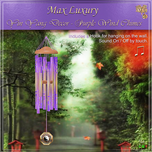 Second Life Marketplace - Max Luxury - Yin Yang Decor - Purple Wind Chimes