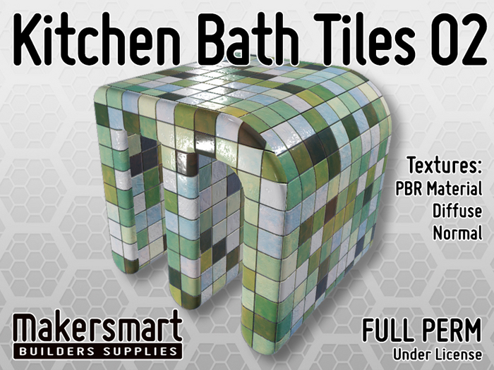 Second Life Marketplace - Makersmart: Kitchen Bath Tiles 02 PBR Material