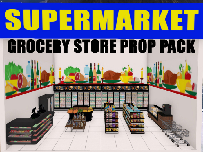 Second Life Marketplace - Shaka Brah Supermarket Grocery Store Prop Set