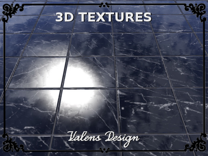 Second Life Marketplace - 3D TEXURES Black and silver marble tiles ...
