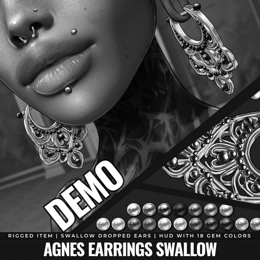 Second Life Marketplace - [BL] Agnes earrings - Swallow // 5min DEMO