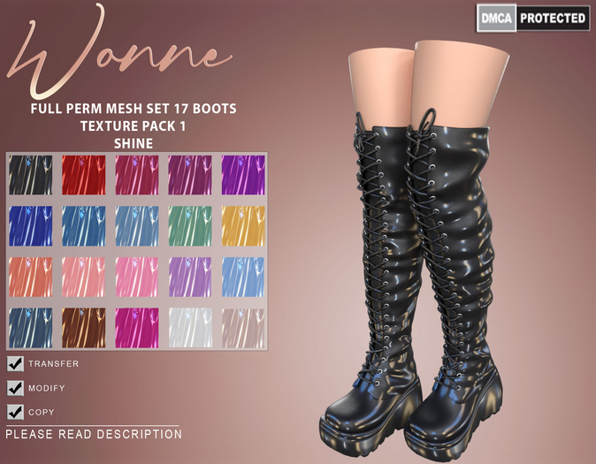 Second Life Marketplace - WONNE (17) Full Perm Mesh (Boots) (Texture ...