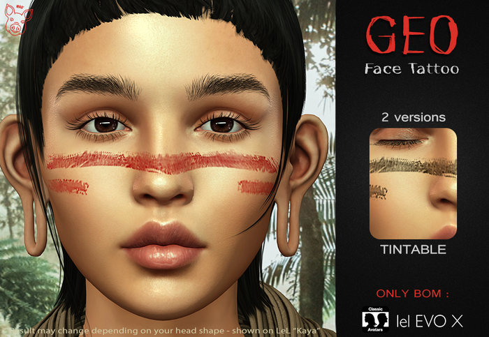 Second Life Marketplace - Mad' - Geo FaceTattoo [BOM Tattoo]