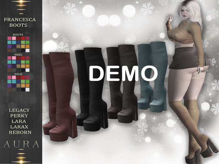 Second Life Marketplace - [Aura Design] Francesca Boots/FATPACK/DEMO