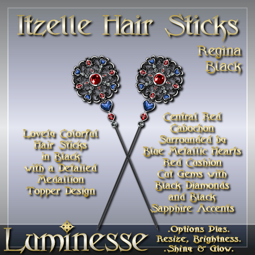 Second Life Marketplace - ITZELLE Regina Hair Sticks OP - Red Blue Red ...