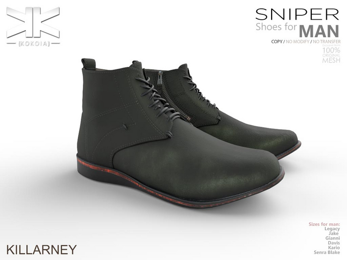 Second Life Marketplace - Sniper :: Male Shoes :: Killarney :: {kokoia}