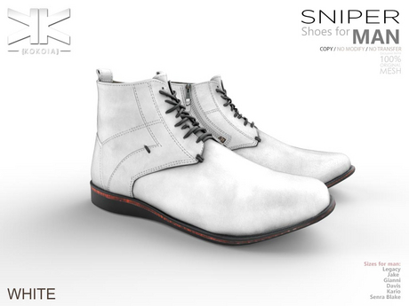 Second Life Marketplace - Sniper :: Male Shoes :: White :: {kokoia}