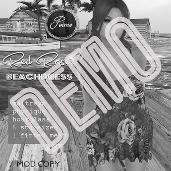 Second Life Marketplace - {Poeme} DEMO Dreamy Roses Beach Dress w/HUD