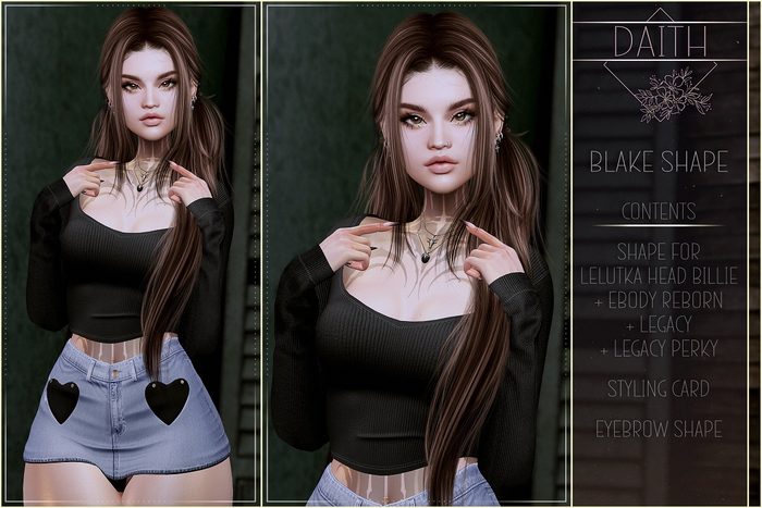 Second Life Marketplace - [daith] Blake Shape for LeLutka Head BILLIE