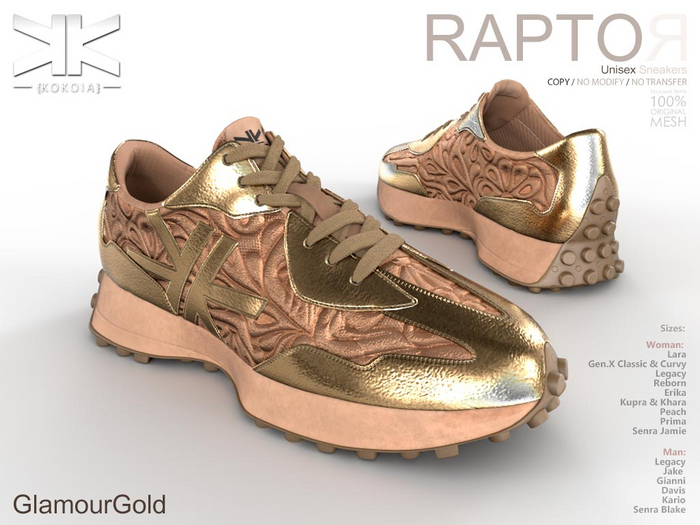 Second Life Marketplace - Raptor :: Unisex Sneakers :: GlamourGold ...