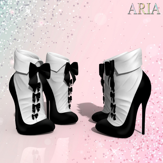 Second Life Marketplace - White Black Adela Shoes Maitreya