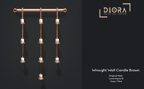 Second Life Marketplace - DIORA Wrought Wall Candle Brown