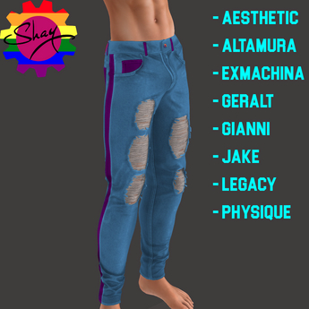 Second Life Marketplace - Ripped Jeans Blue-Purple Trim