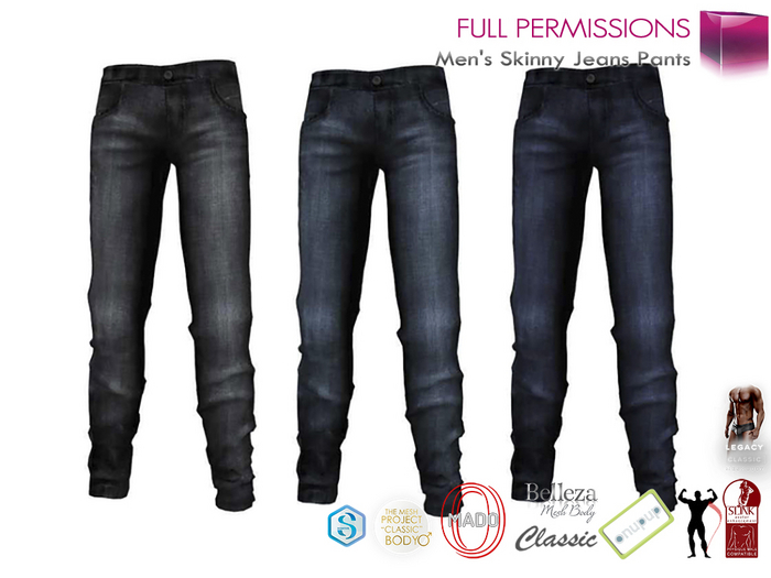 Second Life Marketplace - Full Perm Men's Skinny Denim Pants Jeans for ...