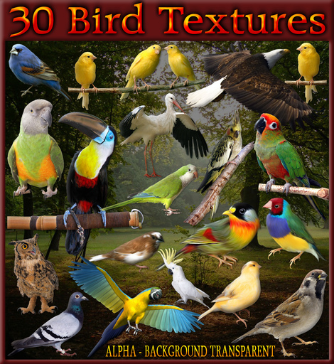 Second Life Marketplace - 30 BIRD TEXTURES (ALPHA - BACKGROUND ...