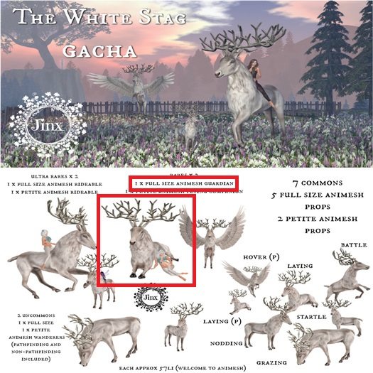 Second Life Marketplace - Jinx : White Stag Gacha Guardian RARE