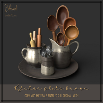 Second Life Marketplace - Bloom! originals - Kitchen Plate brown (ADD)
