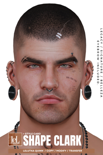Second Life Marketplace - Shape ~ Clark Head Lelutka Evo X QUINN
