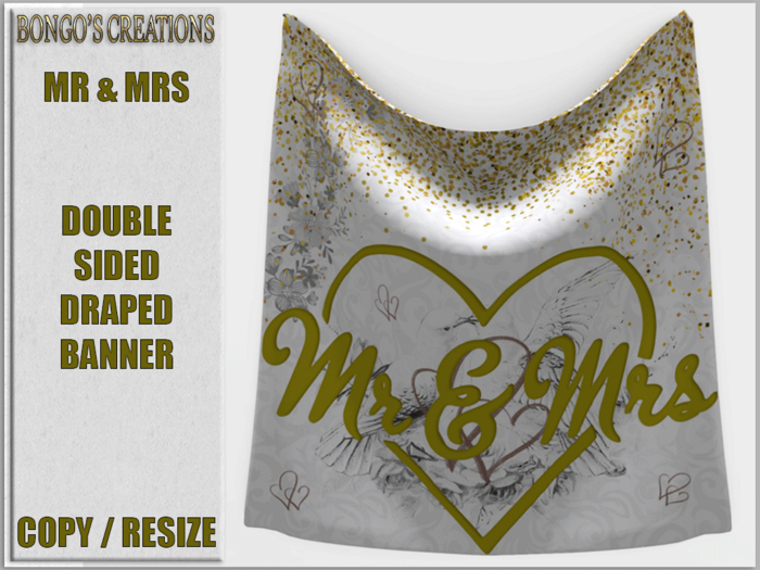 Second Life Marketplace - BMC5420 - MR & MRS - DOUBLE SIDED DRAPED BANNER