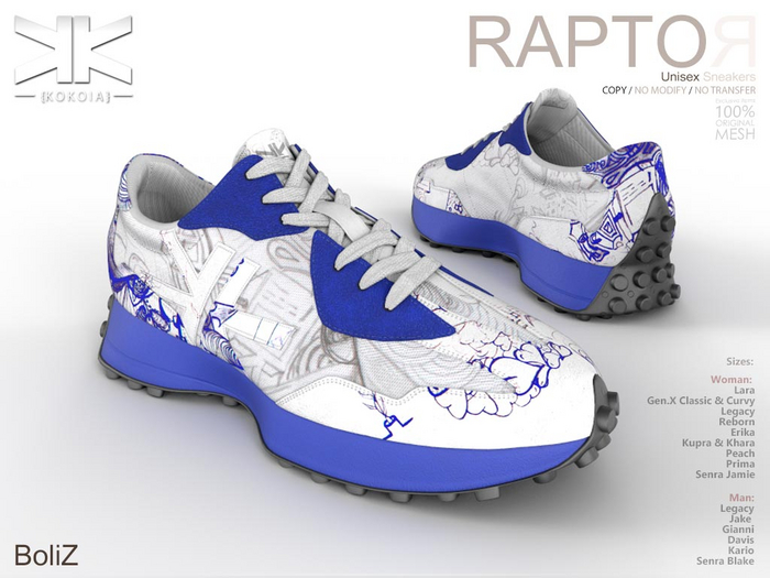 Second Life Marketplace - Raptor :: Unisex Sneakers :: BoliZ :: {kokoia}