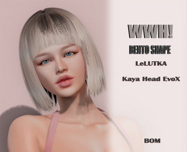 Second Life Marketplace - WWH! SHAPE LeLUTKA Kaya Head EvoX + Legacy 02 BOM