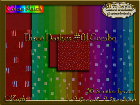 Second Life Marketplace - Three Dashes #01 COMBO Seamless Texture Bundle