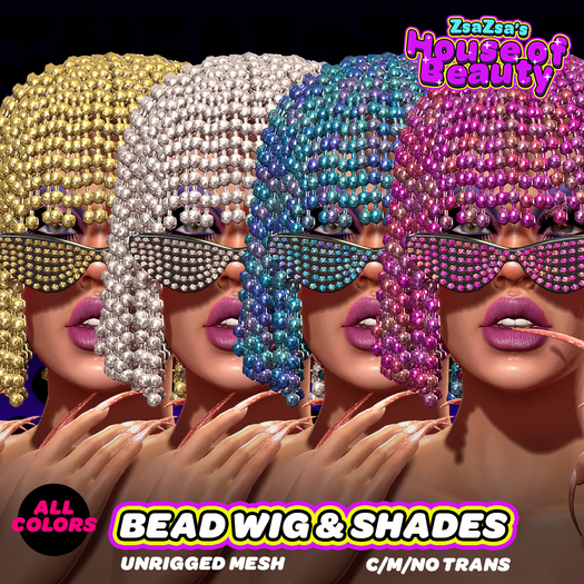 Second Life Marketplace - (ZHOB) Bead Wig & Shades - All Colors