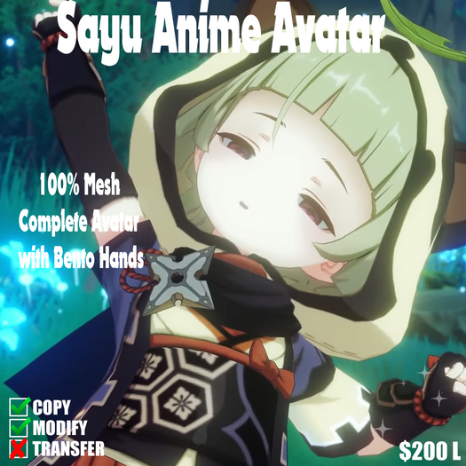 Second Life Marketplace - ★ SALE! ★ Sayu Anime Avatar (Genshin Impact ...