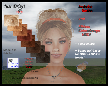 Second Life Marketplace - PROMO Hair Updo: Nicole 8 colors + Ribbon ...