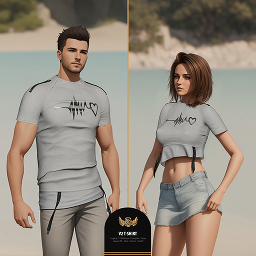 Second Life Marketplace - V2 T-shirt-Stripe Heart-SALE