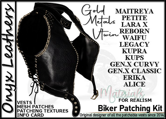Second Life Marketplace - Black Leather Patching Kit - Laces + Gold ...