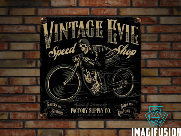 Second Life Marketplace - *Vintage Metal Sign - Vintage Evil Speed Shop*