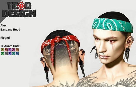 Second Life Marketplace - Bandana Head ~ Alex [Textures Hud]...