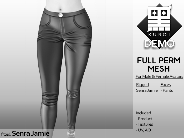 Second Life Marketplace - KuroiMesh - Leather Pants - Senra Jamie DEMO