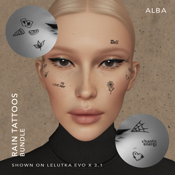 Second Life Marketplace - ALBA - Rain Tattoos Bundle - Face - Lel Evo X
