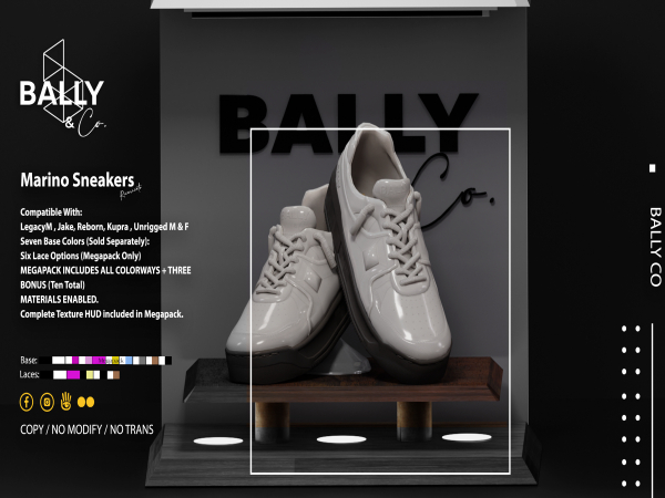 Second Life Marketplace - 'BALLY & CO' Marino Sneakers Ricaricato W/Black